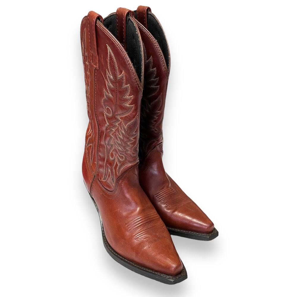 Laredo Madison Burnt Orange Square Snip Toe Western B… - Gem